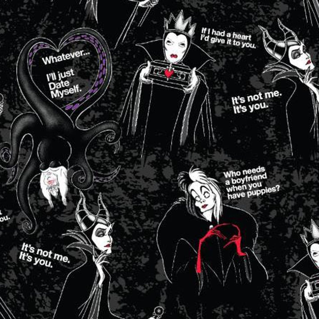 Disney Villains - Sayings Portrait Black From Springs Creative Fabric ...