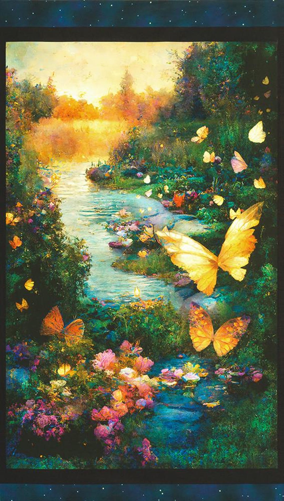 Night Fable - Butterfly Creek Forest PANEL 24 Inches From Robert ...