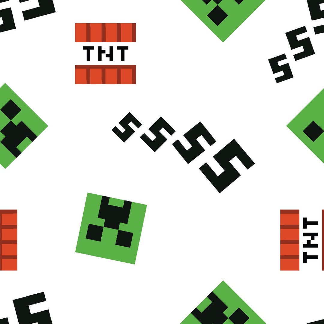 Minecraft - Creeper and Icons White From Springs Creative Fabric - Etsy