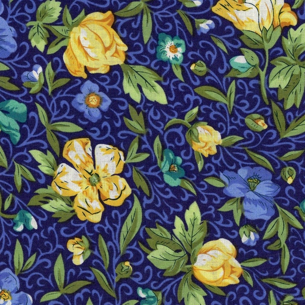 Blue Yellow Fabric - Etsy