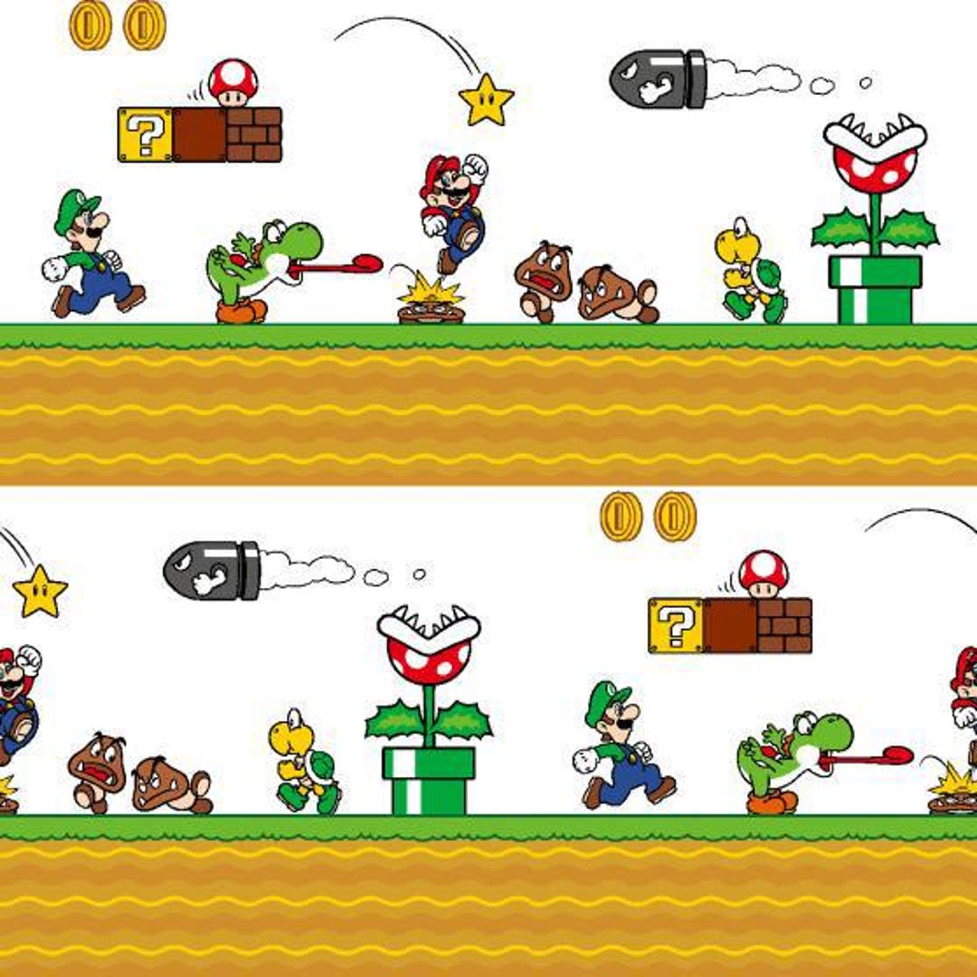 Super Mario Bros - Side Scroller From Springs Creative Fabric - Etsy
