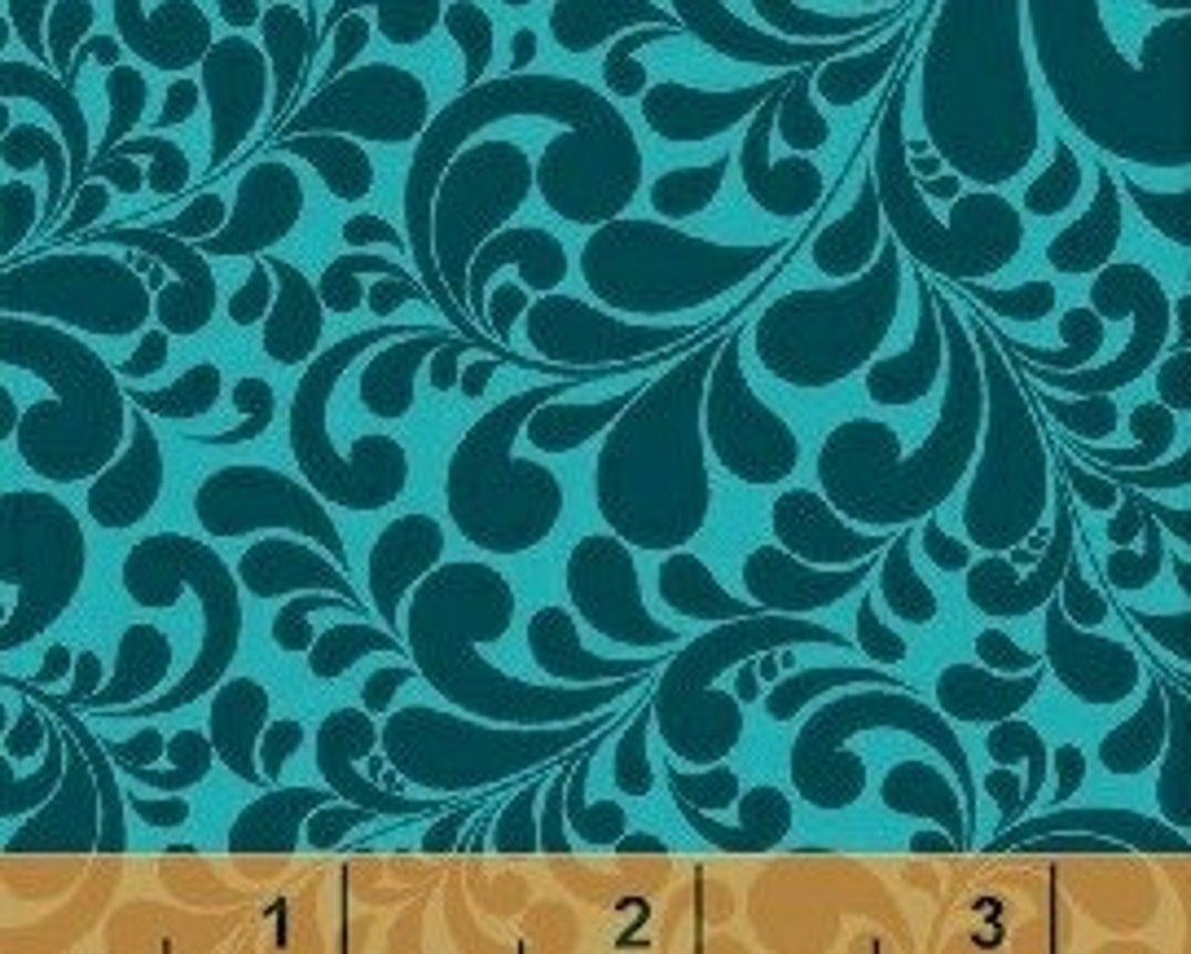 Swirl Basics - Quail Swirl Teal Cotton Print Fabric From Windham ...