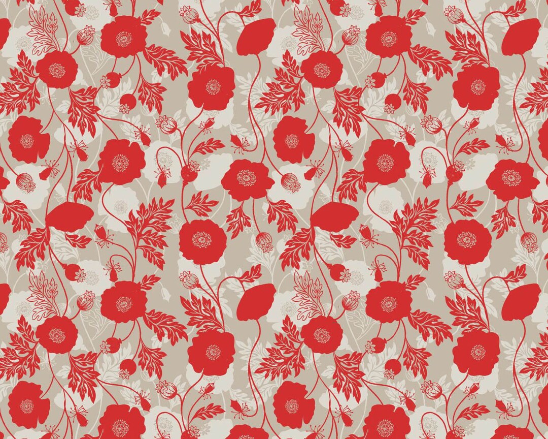 Poppies - Poppy Shadow Natural From Lewis and Irene Fabric - Etsy