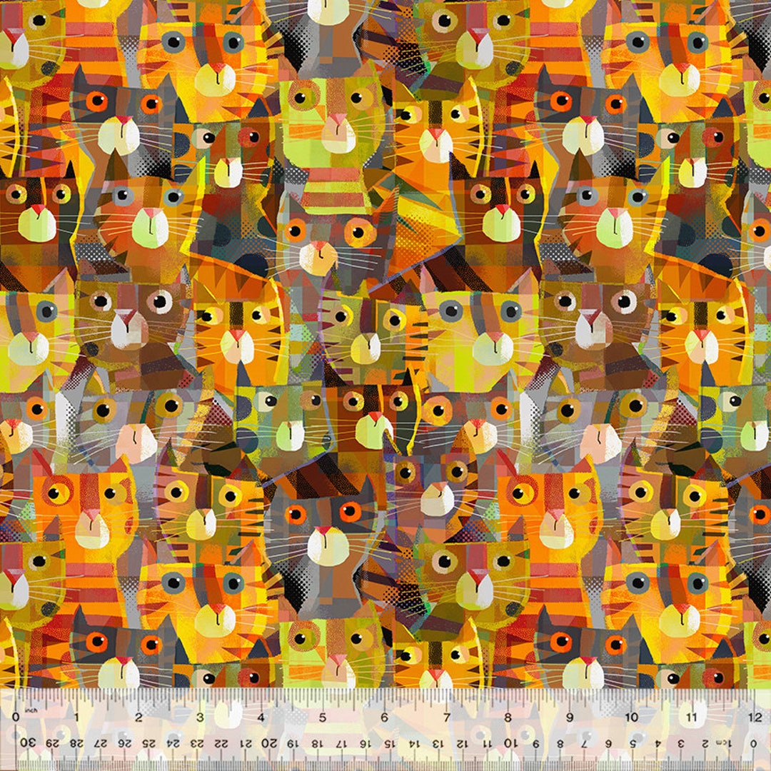 Catsville - Clutter Cats Tabby by Gareth Lucas From Windham Fabrics - Etsy