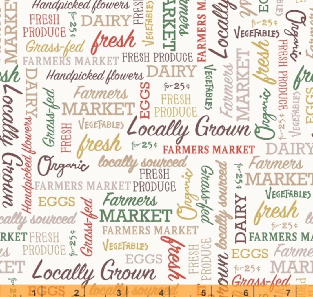 Farmers Market - Words Black From Windham Fabrics - Etsy