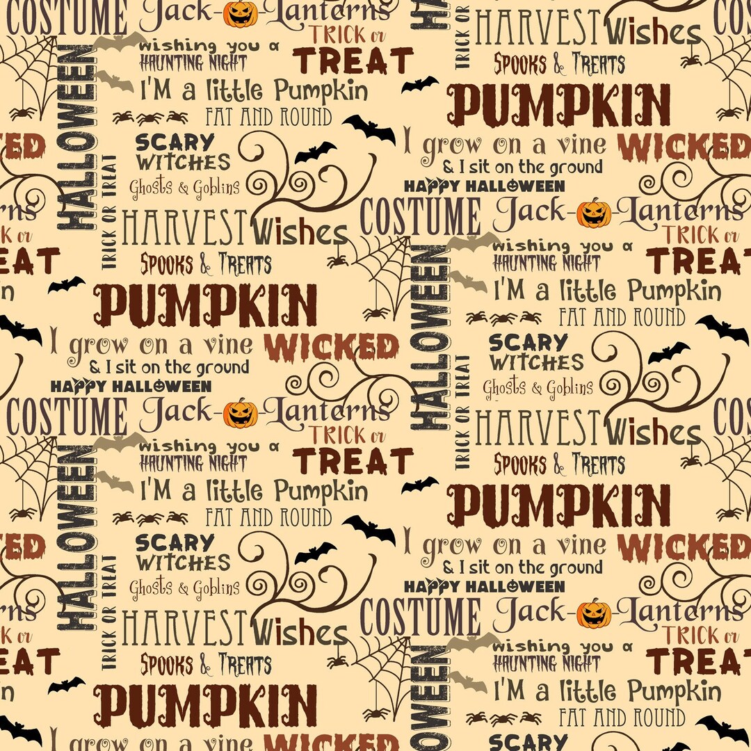 Haunted Village - Haunted Words Cream Orange From Henry Glass Fabric - Etsy