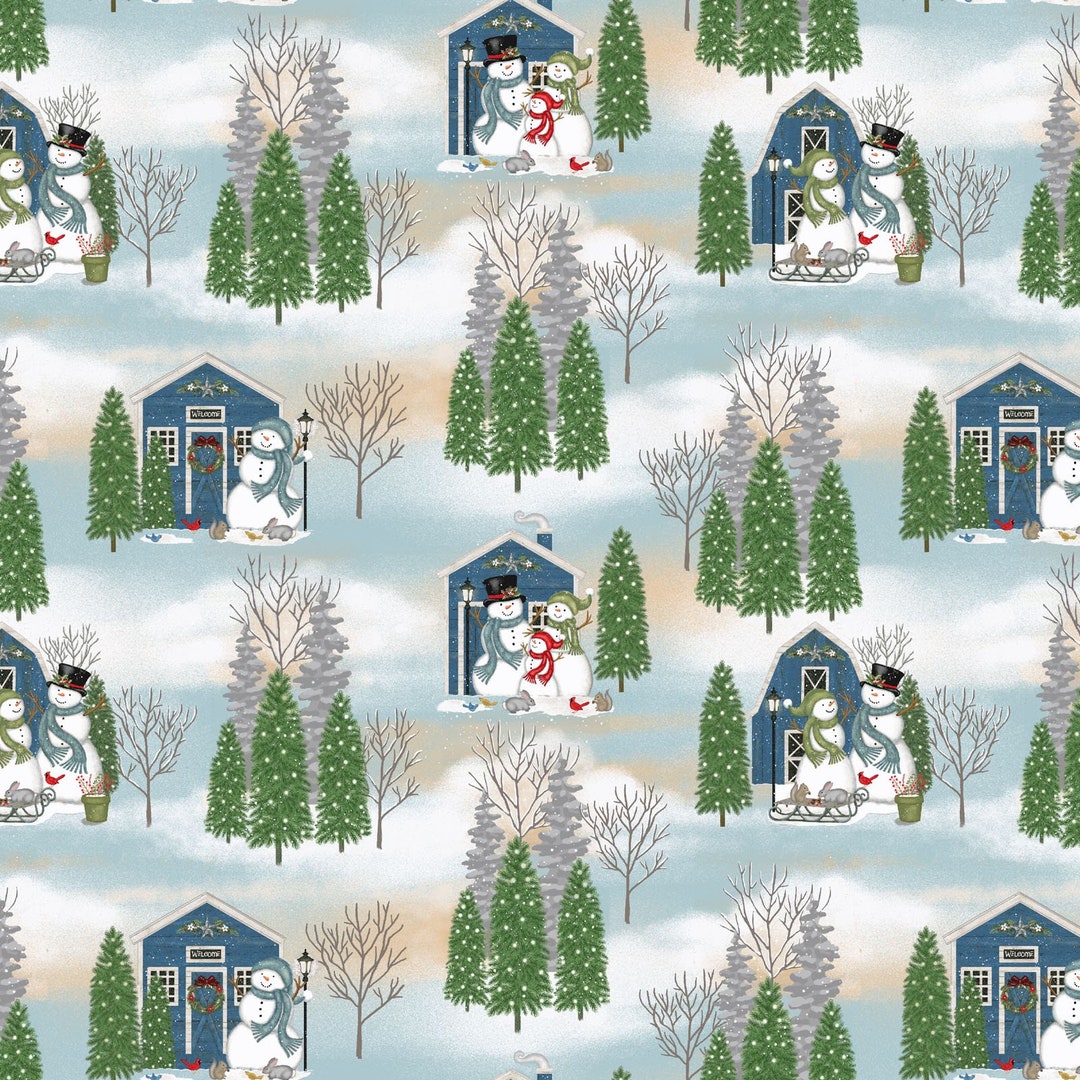 Snowman’s Dream - Winter Outing Snowman Blue From Studio E Fabrics - Etsy