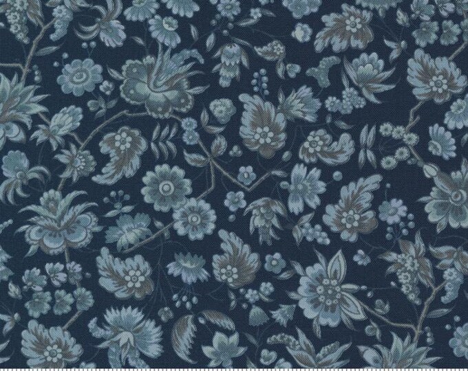 Regency Somerset Blues - Florals Dark Blue From Moda Fabrics - Etsy
