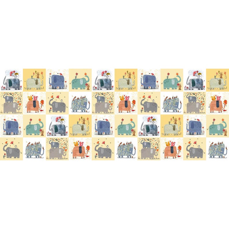 Elephant Joy - PANEL 18 Inch Inches by Terry Runyan From Contempo ...