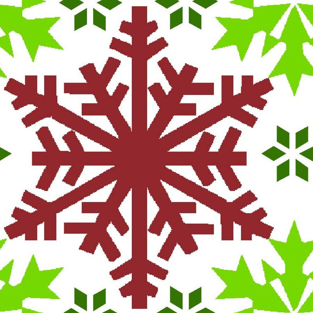 SALE - Snowflakes Red Green on White From Springs Creative Fabric - Etsy