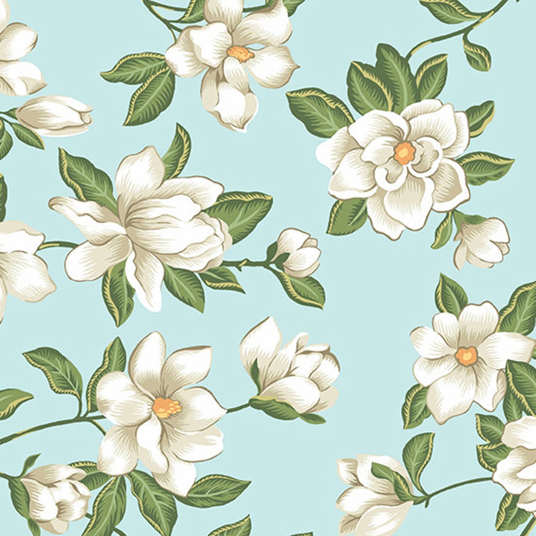 Magnolia - Large Magnolia Lt Blue From Andover Fabrics - Etsy