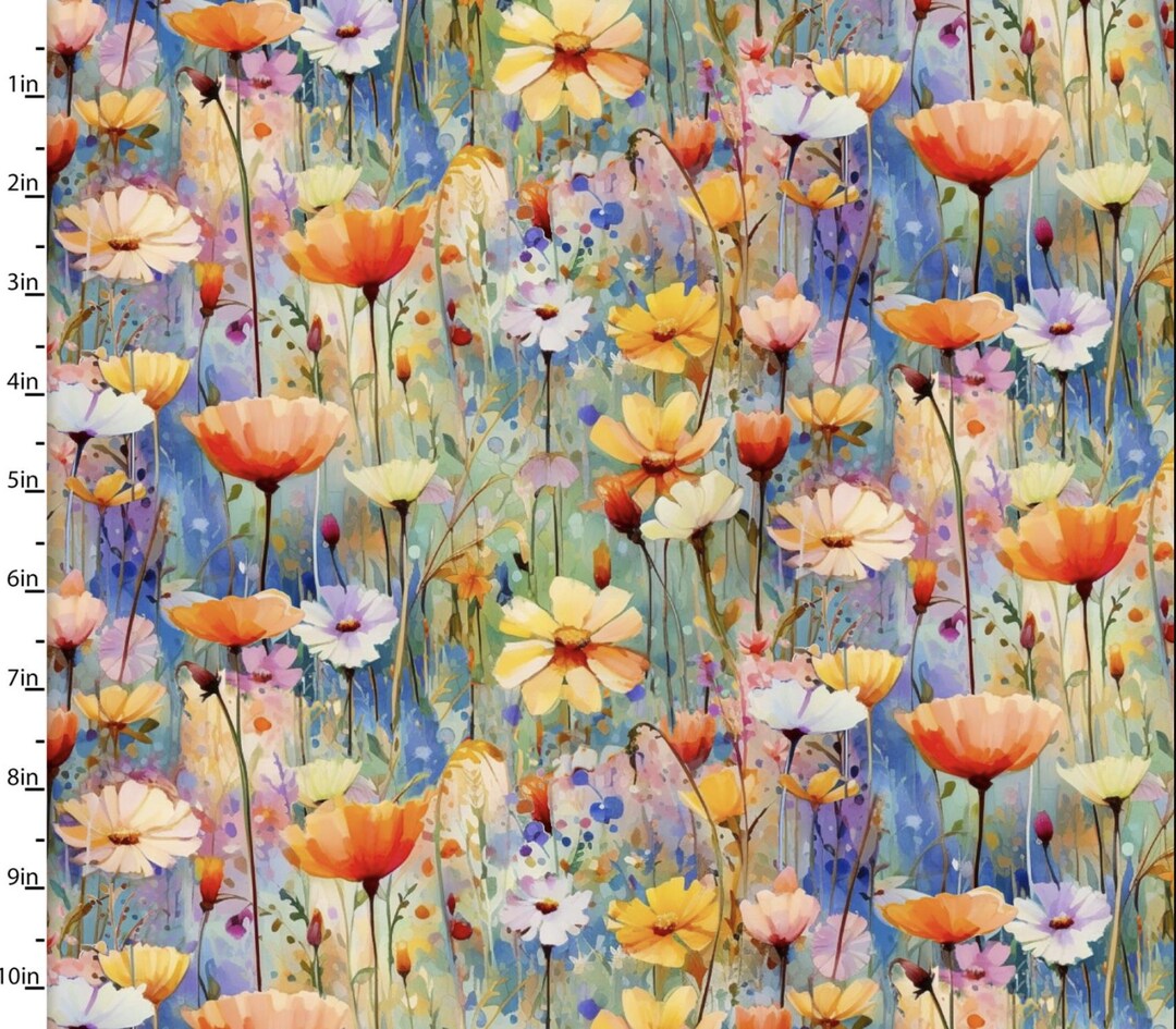 Hummingbird Bouquet - Poppy Field Floral Multi From 3 Wishes Fabric - Etsy