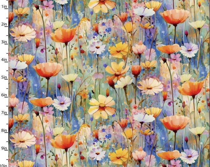 Hummingbird Bouquet - Poppy Field Floral Multi From 3 Wishes Fabric - Etsy