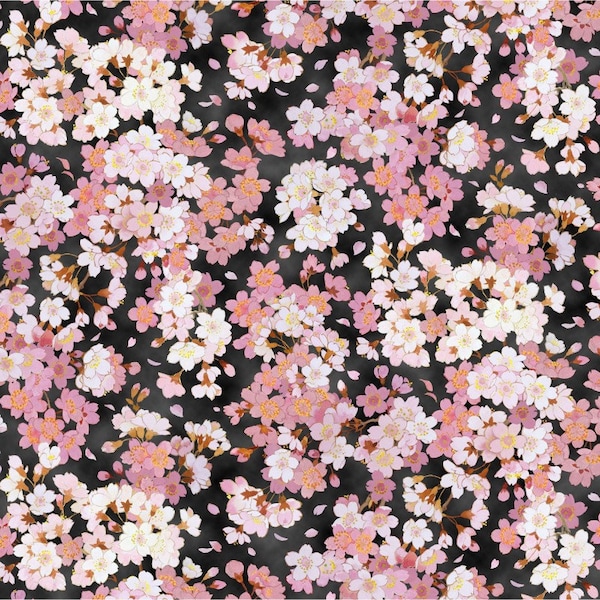 Black Floral Fabric - Etsy