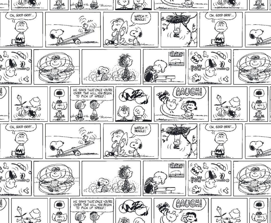 Peanuts - Comic Strip Black White From Springs Creative Fabric - Etsy