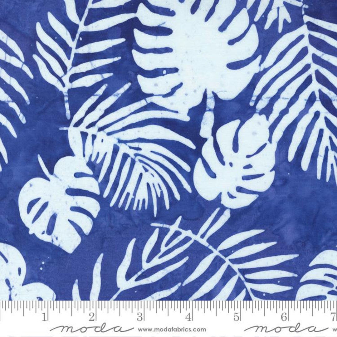 Beach Batiks - Tropical Leaves Dk Blue 4362 16 From Moda Fabrics - Etsy