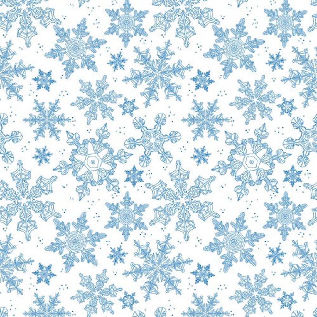 Scandinavian Winter - Snow Flurries Snowflakes Blue on White From ...