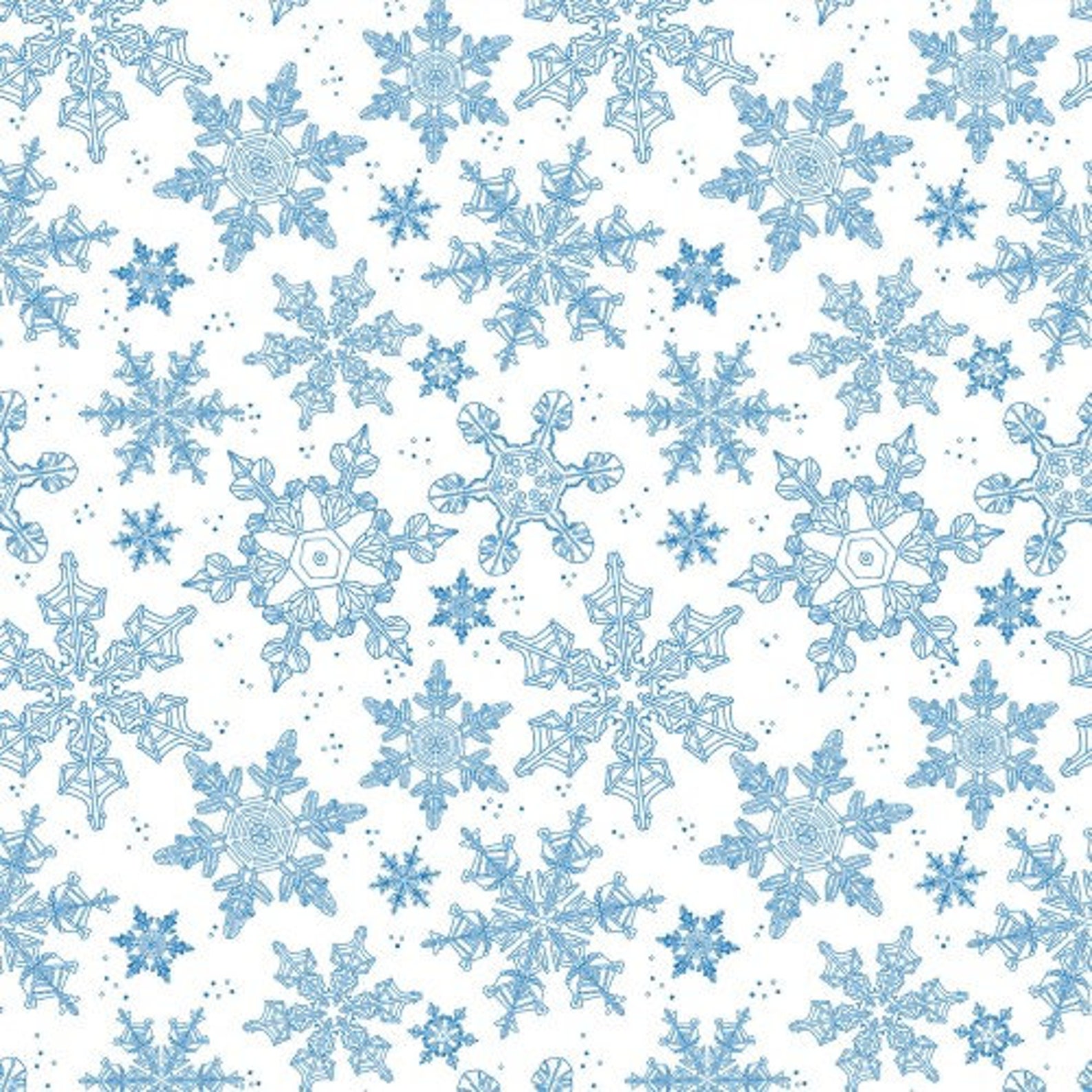 Scandinavian Winter - Snow Flurries Snowflakes Blue on White From ...