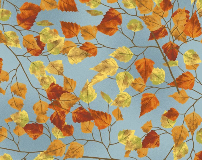 Frosted Fall Leaves Dusty Blue From Hoffman - Etsy