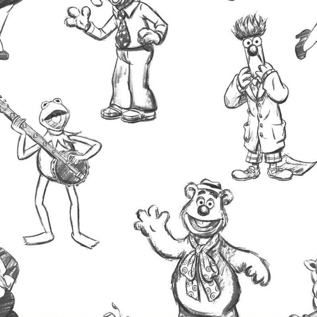 Muppets - Sketches Black White From Springs Creative Fabric - Etsy