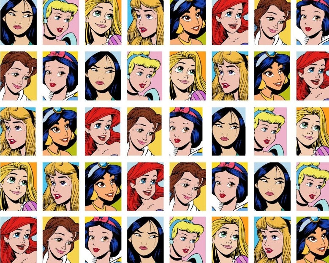 Disney Princess - Grid Portraits From Springs Creative Fabric - Etsy