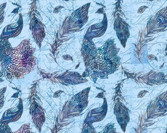 Peacock Blue Fabric | Etsy