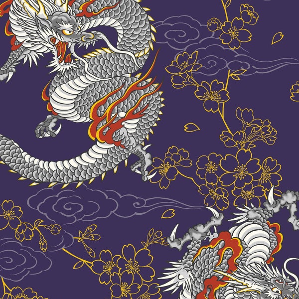 Purple Dragon Fabric - Etsy
