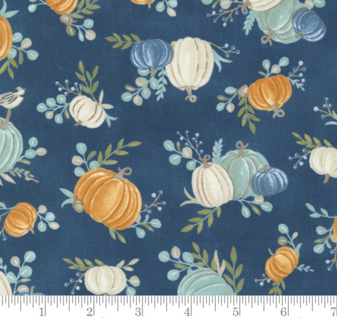 Harvest Wishes Pumpkins Navy 56060 13 From Moda Fabrics - Etsy
