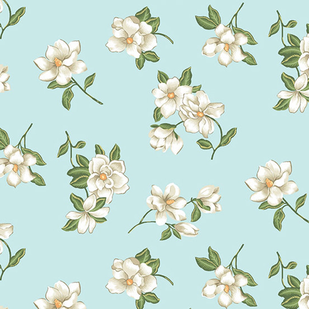 Magnolia - Small Magnilia Lt Blue From Andover Fabrics - Etsy