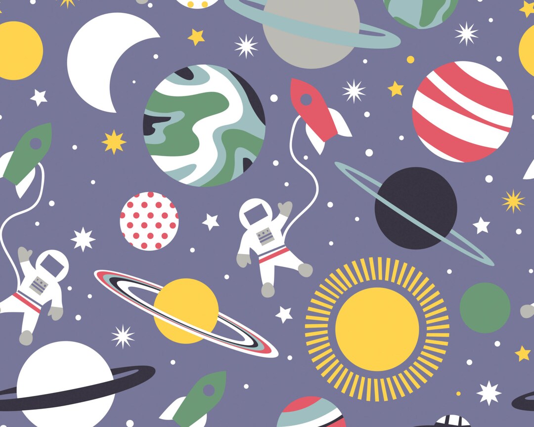 Galaxy Blue Space Planets From Blend Fabrics - Etsy