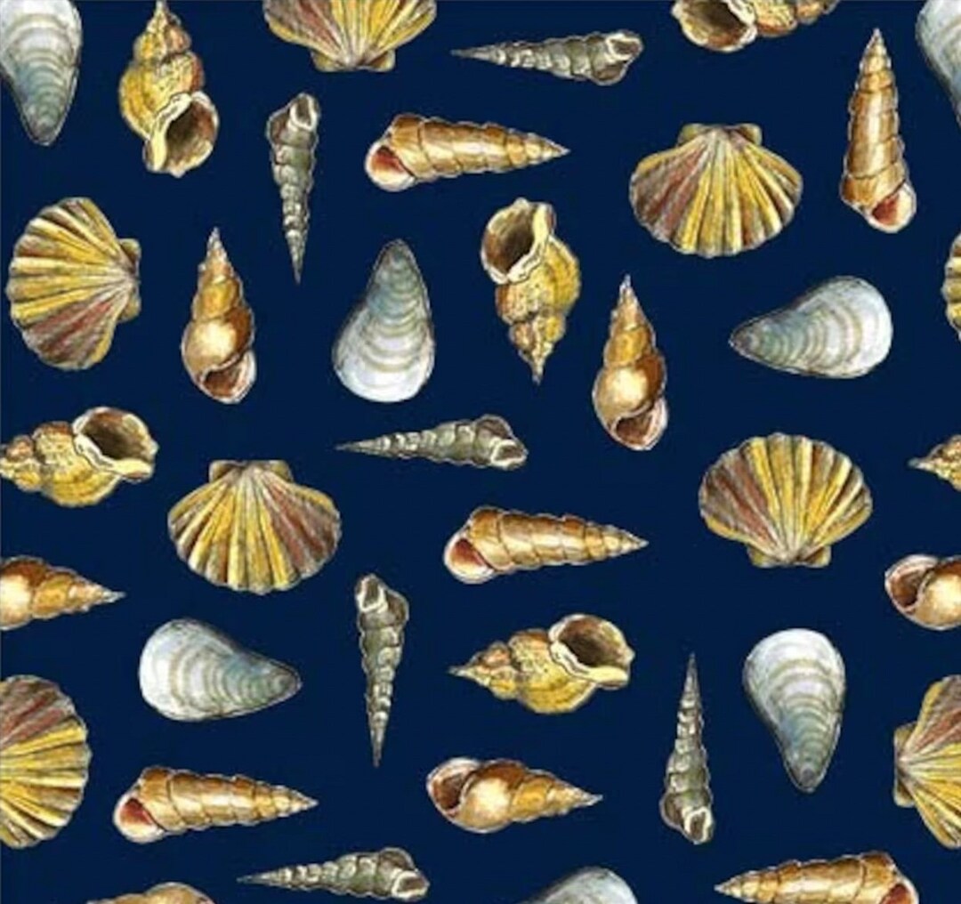 World Traveler Ocean Sounds - Seashells Navy From Michael Miller Fabric ...