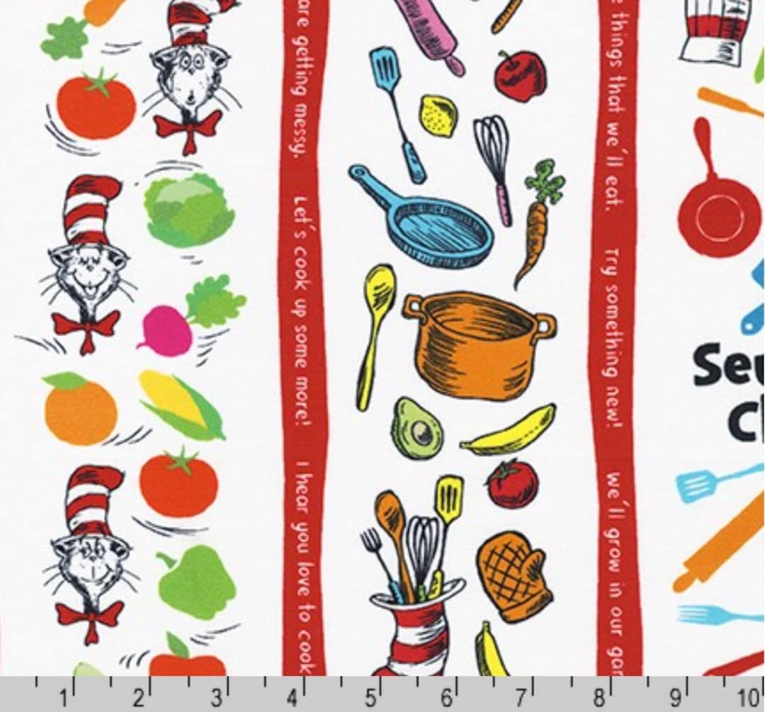 Seuss Chef - Cooking Items Stripe White by Dr. Seuss From Robert ...
