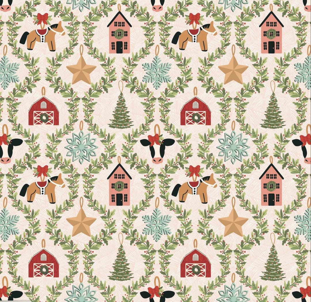 Prairie Christmas - Country Ornaments Natural From Poppie Cotton Fabric ...