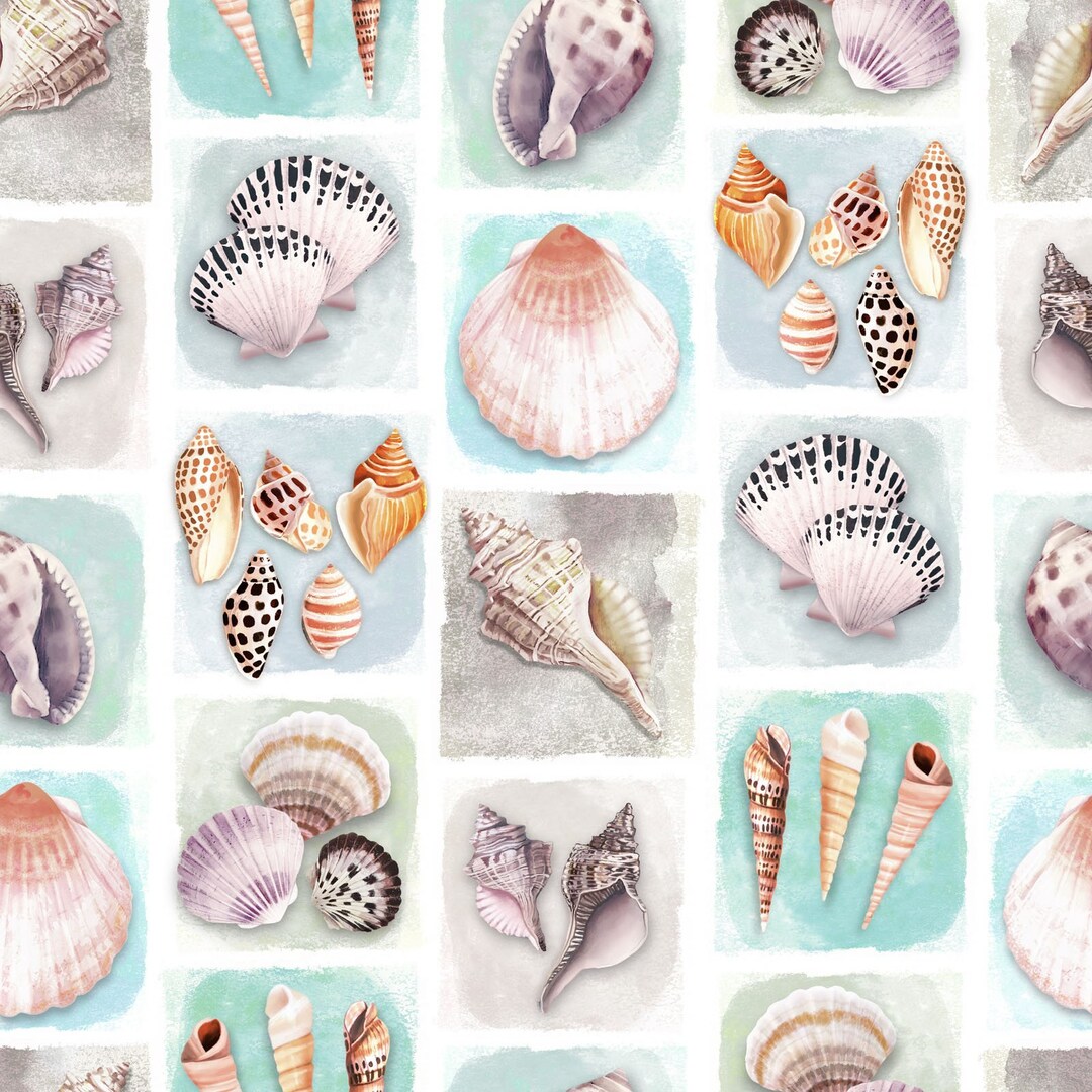 Seashell Wishes - Shell Tiles Turquoise by Diane Neukirch From ...