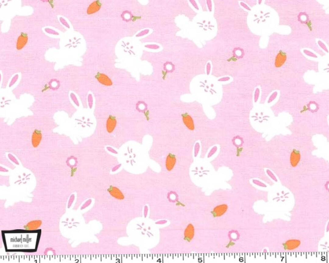 Bunny Love Bunnies Pink Cotton Flannel Fabric From Michael Miller - Etsy