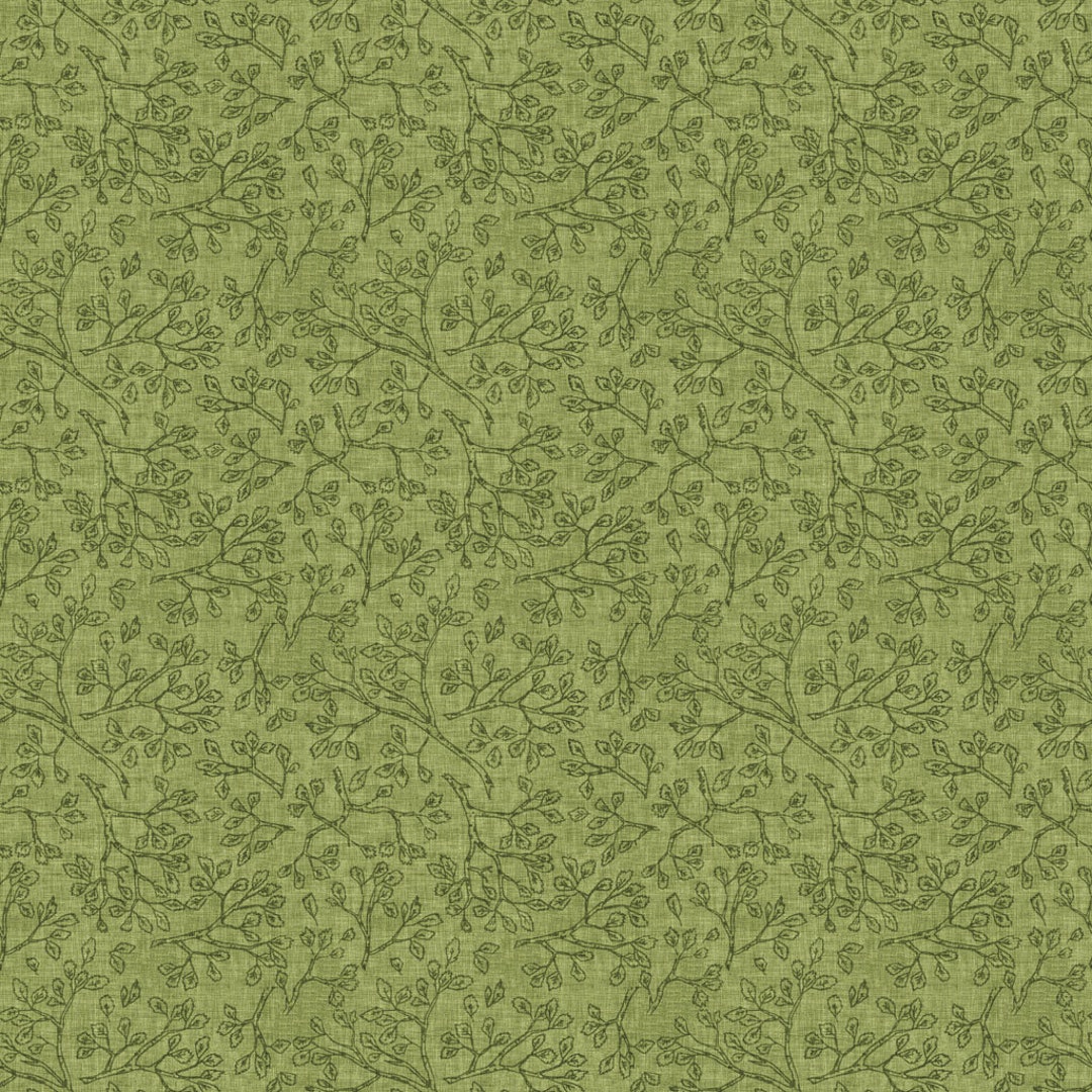 Autumnity - Branchlets Green by Esther Fallon Lau From Clothworks ...