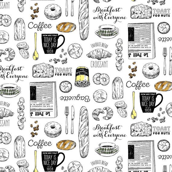 Blackboard Art Cafe Items Food White From Cosmo Fabric - Etsy