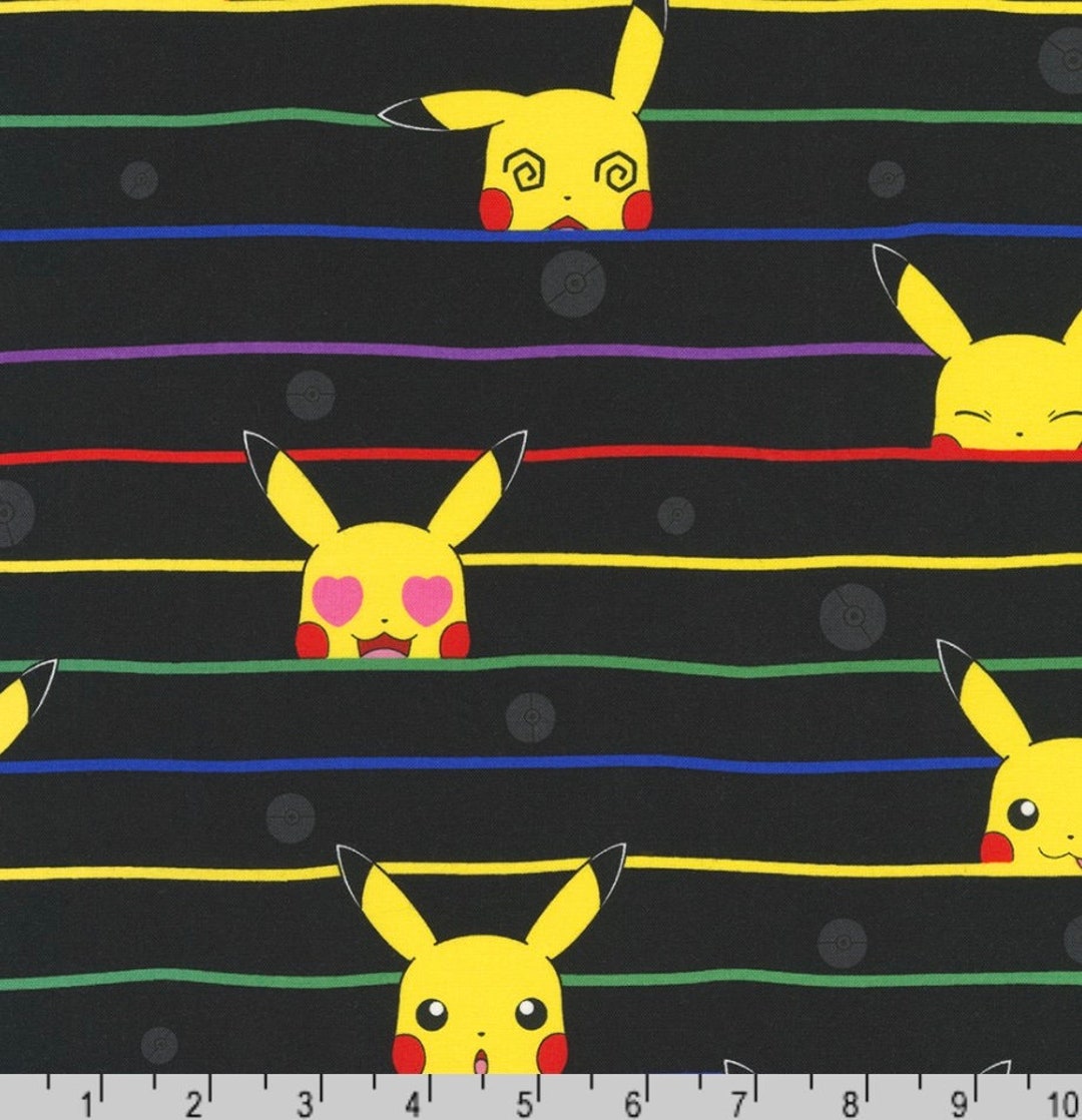 Pokemon - Pikachu Stripes Black From Robert Kaufman Fabrics - Etsy