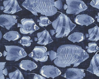 Fish Fabric Fish Blue by Louandmoss Blue Fish Lake - Etsy