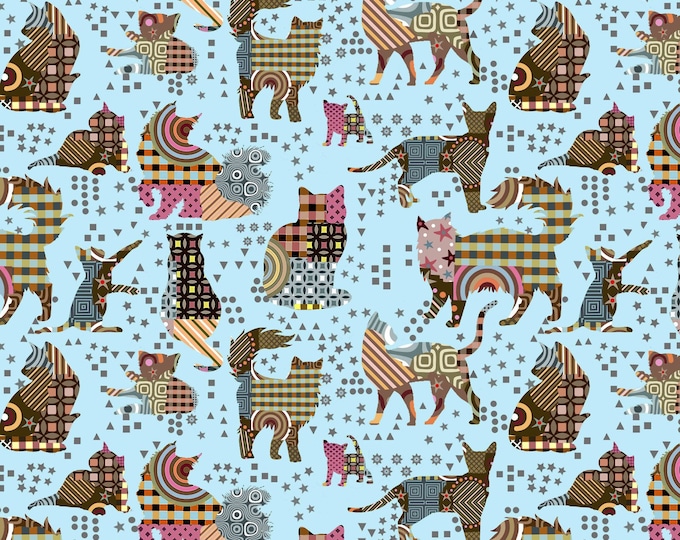 Life is Better With A Cat - Tossed Cats Allover Aqua From Print ...