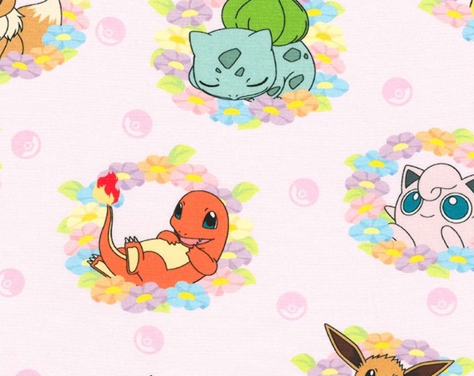 Pokemon Characters Flowers Pink From Robert Kaufman Fabric - Etsy