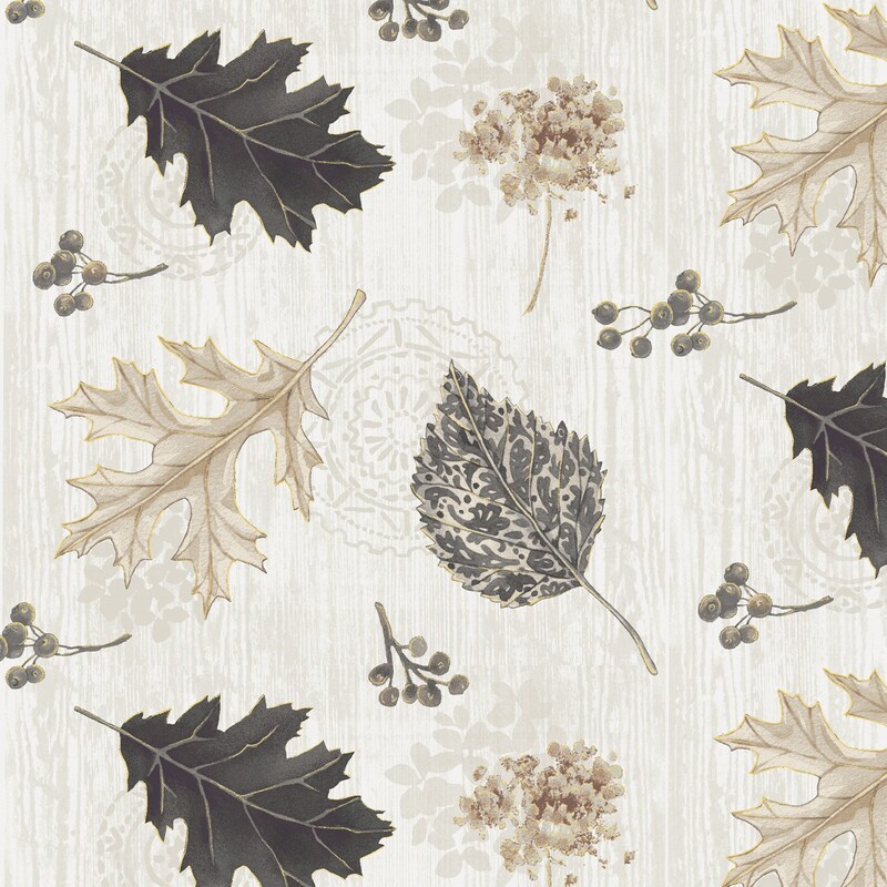Gray Leaf Fabric - Etsy