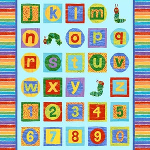 The Very Hungry Caterpillar - Alphabet Blue PANEL by Eric Carle From ...