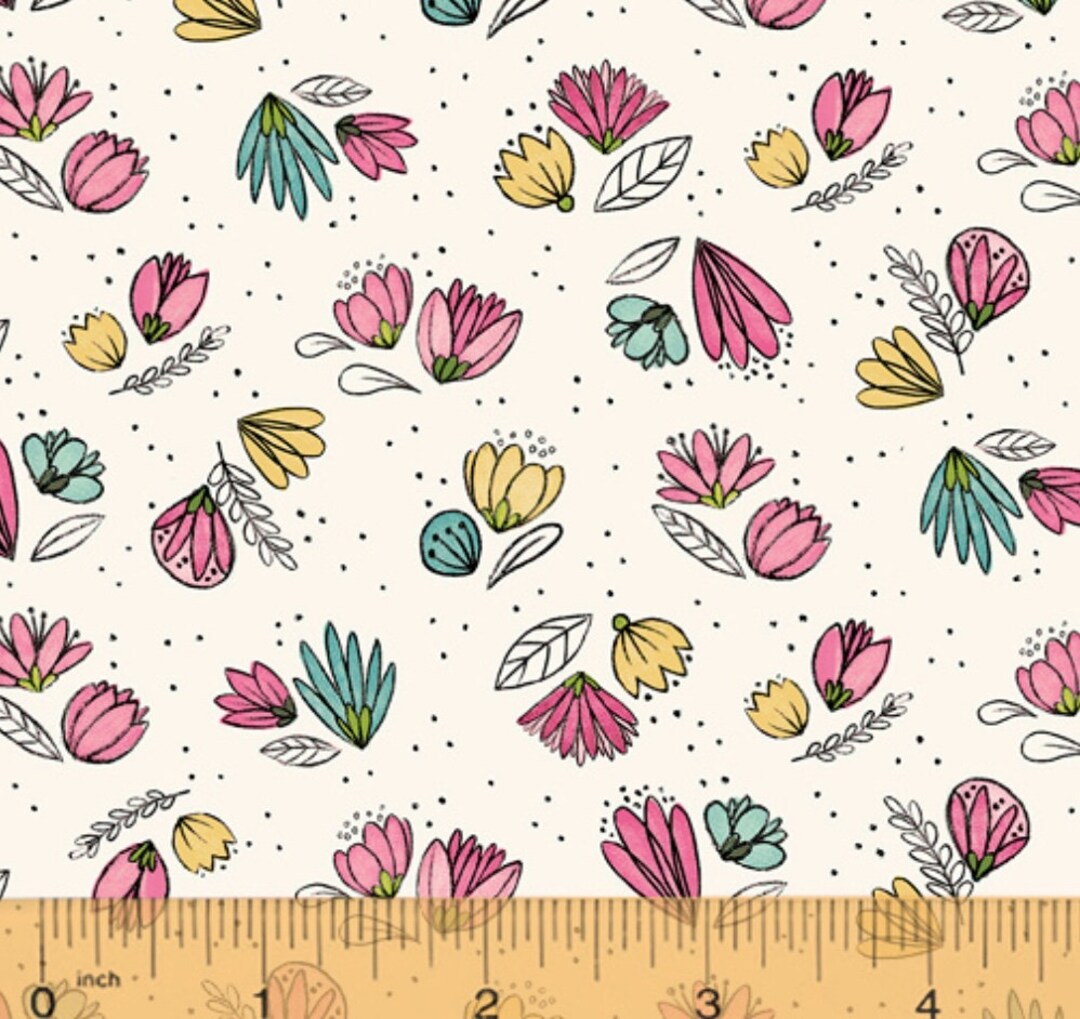 Catnip - Small Floral Cream by Janelle Penner for Whistler Studios From ...