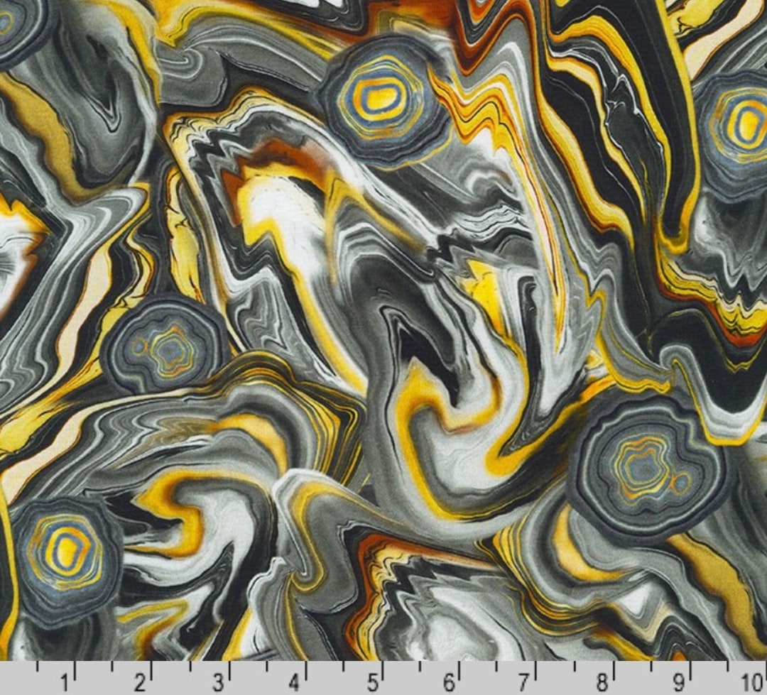 The Gem Collector - Swirls Gold Yellow Grey From Robert Kaufman Fabric ...