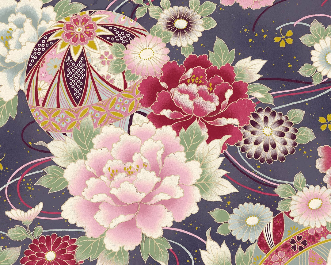 Maiko - Metallic Flower Dark Satin From Cosmo - Etsy