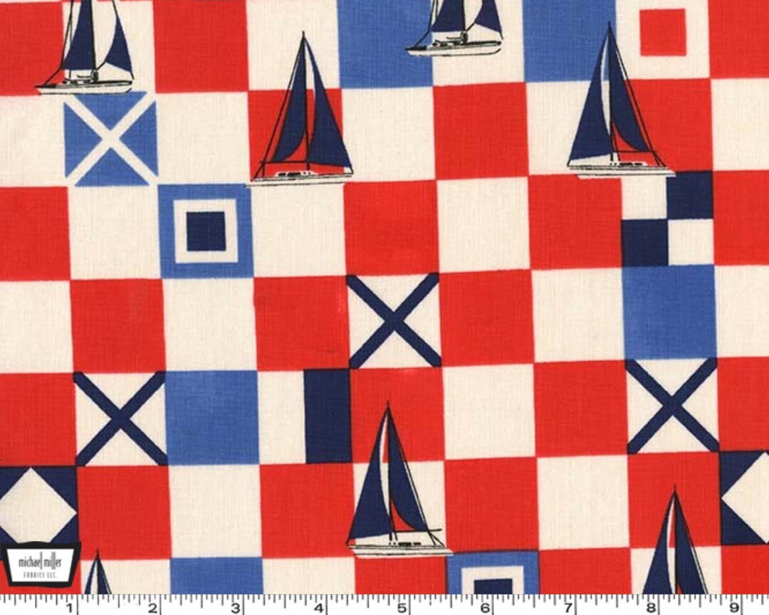 Mariner Flags - Red From Michael Miller - Etsy