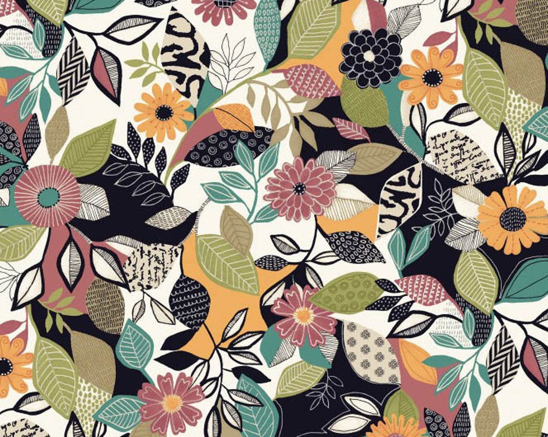 Farah Flowers - Floral by Crystal Designs From P & B Textiles Fabric - Etsy
