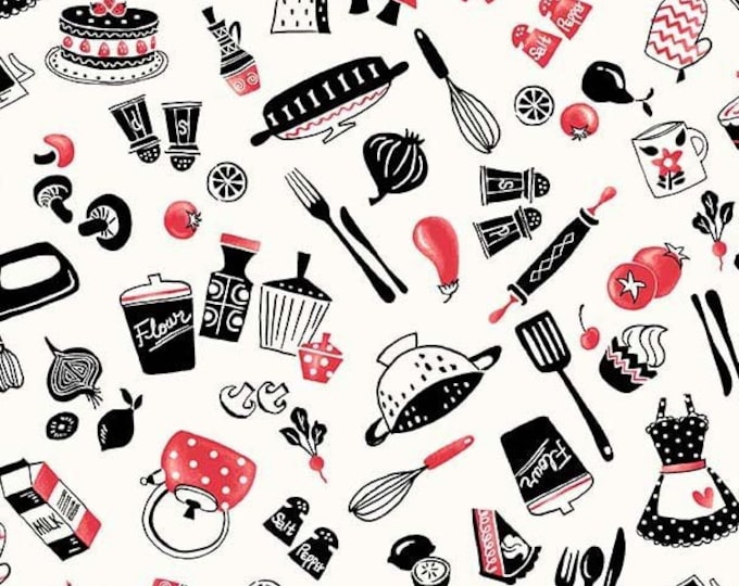 Cookware Fabric Get Cookin' by Pattysloniger Cookware Kitchen Pots Pans ...