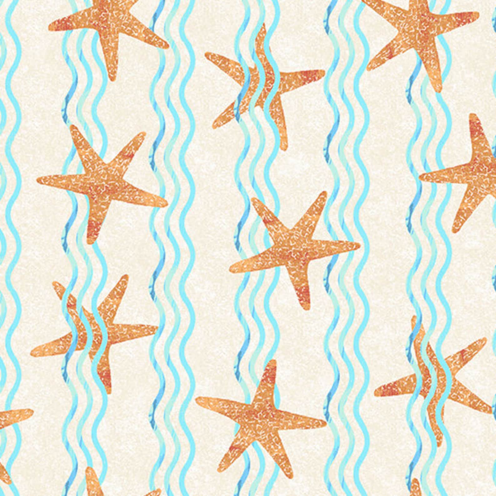 Reef - Starfish Stripe Teal by Two Can Art From Andover Fabrics - Etsy
